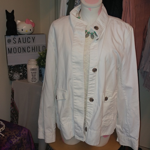 LOFT | Jackets & Coats | New Loft Anorak Military White Button Pocket ...